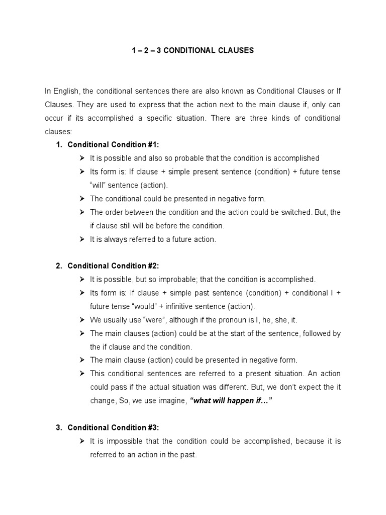 1 2 3 Conditional Clauses | PDF | Linguistics | Syntax