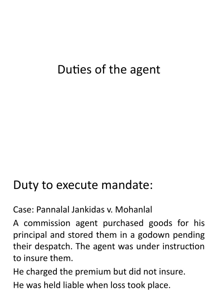 Duties of The Agent | PDF | Law Of Agency | Insurance