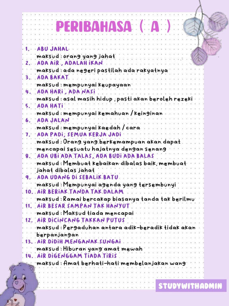 Peribahasa (A) Studywithadmin | PDF