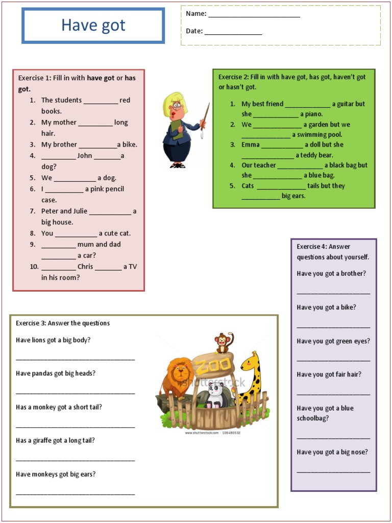 Have Got Exercises Fun Activities Games 44537 | PDF | Language Arts ...