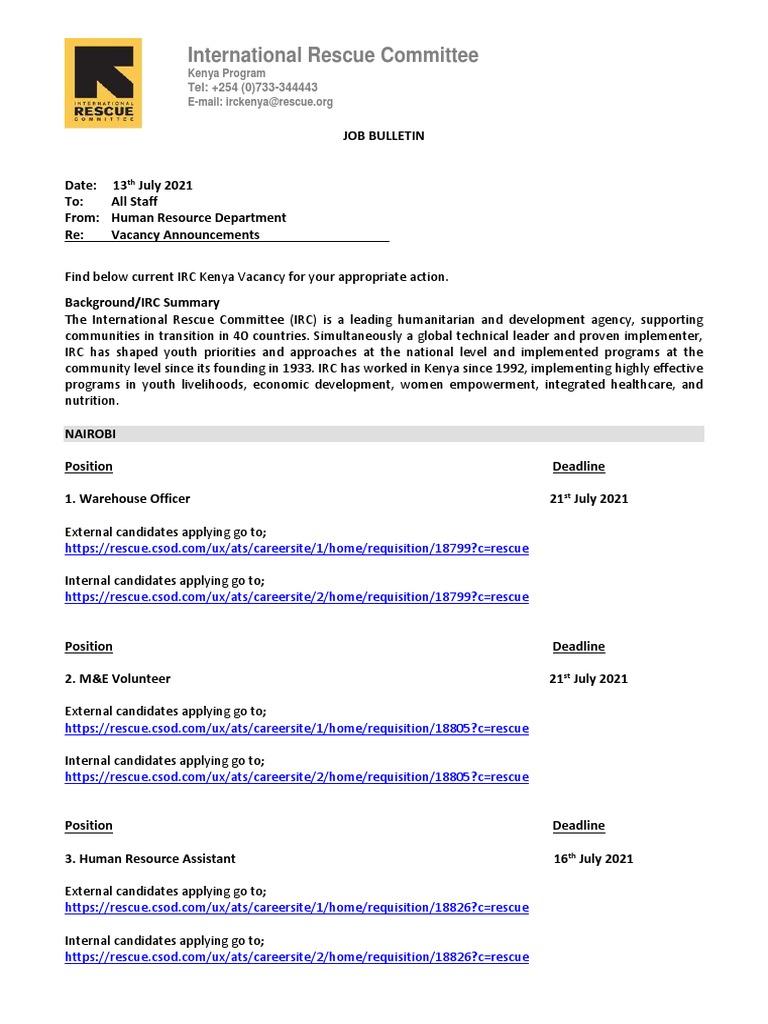 International Rescue Committee: Kenya Program | PDF | Health Sciences