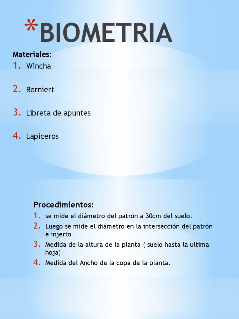 Medición biométrica y evaluación brotes plantas | PDF