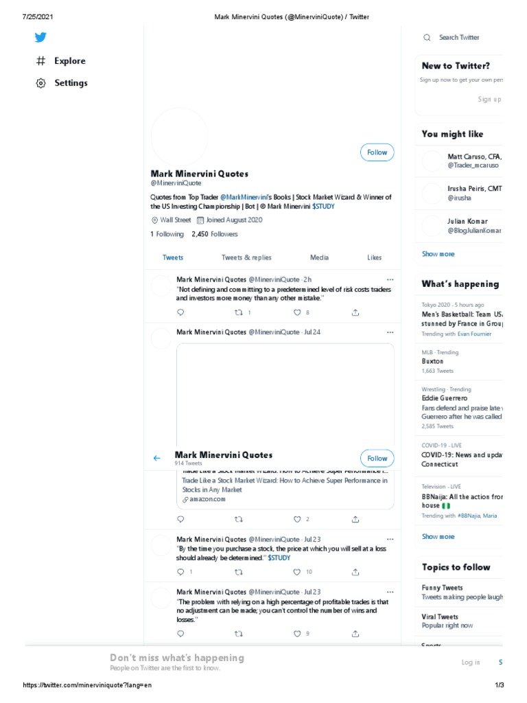 M Minervini Twitter Note | PDF