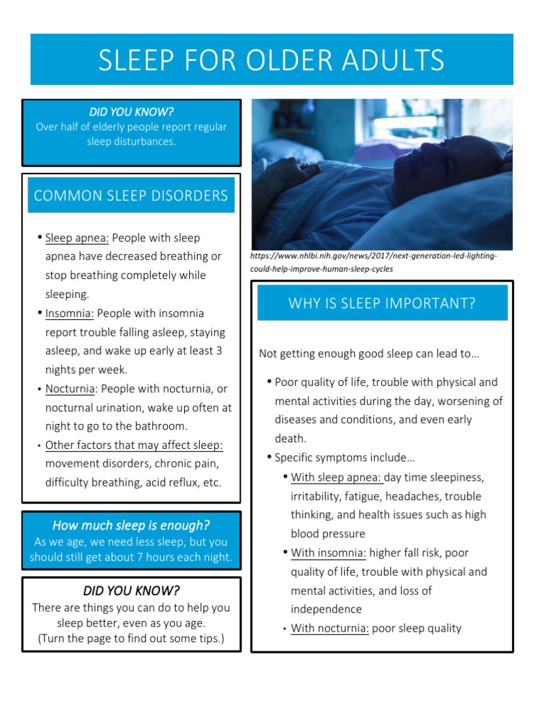Sleep and Elderly Brochure | PDF | Insomnia | Sleep