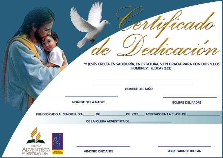 Certificado De Dedicación Infantil Pdf