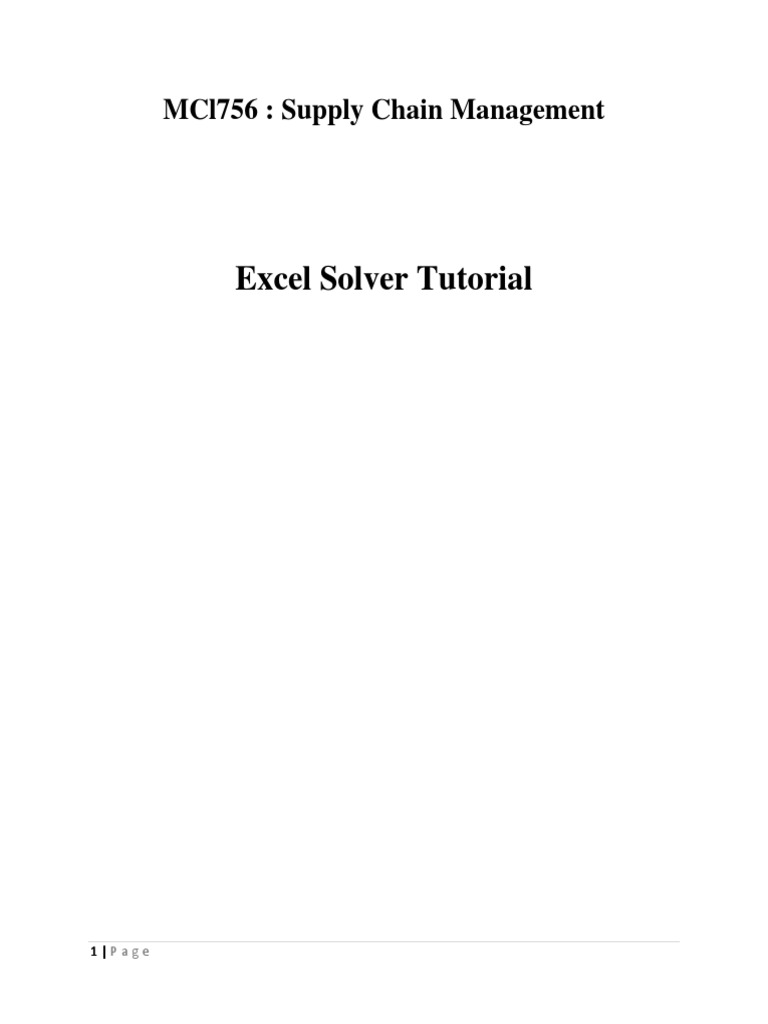 Tutorial On Solver | Download Free PDF | Mathematical Optimization ...