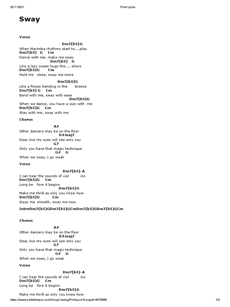 Sway | PDF | Song Structure | Musical Forms