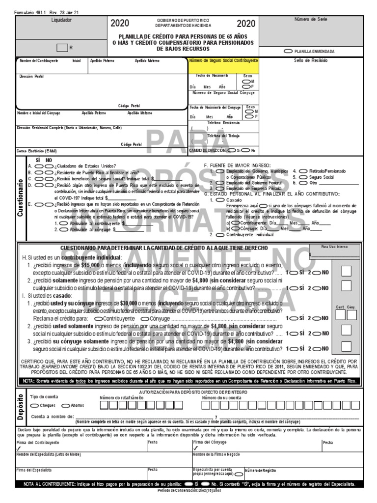 481.1 2020 Informativo | Descargar gratis PDF | Puerto Rico | Pensión