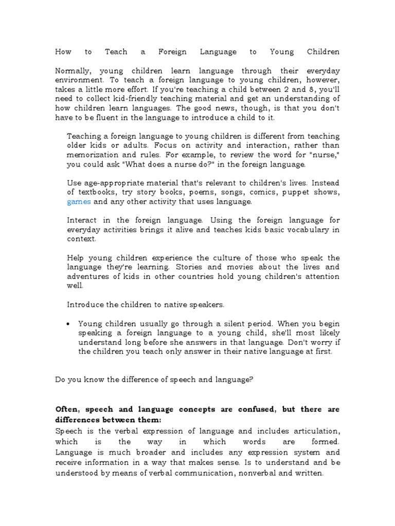 Teaching Foreign Languages to Kids | PDF | Foreign Language | Neuron