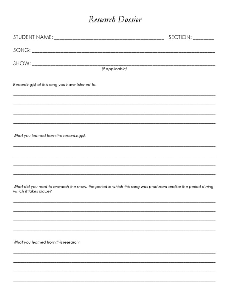 2nd Semester Research Dossier FILLABLE | PDF