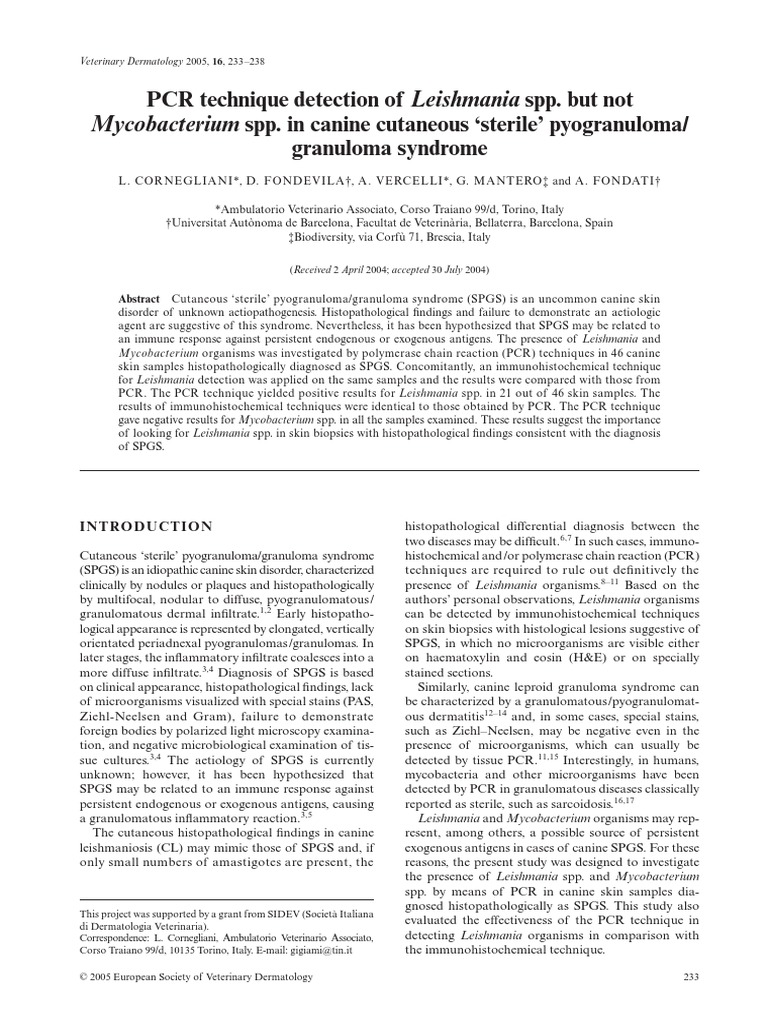 PCR em Piogranuloma Cornegliani2005 | PDF | Histopathology | Polymerase ...