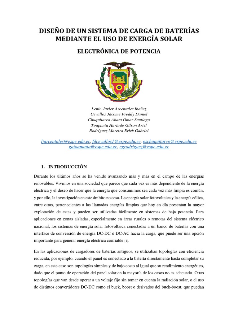 Proyecto Final - Electrónica de Potencia - G2 | PDF | Energía solar ...
