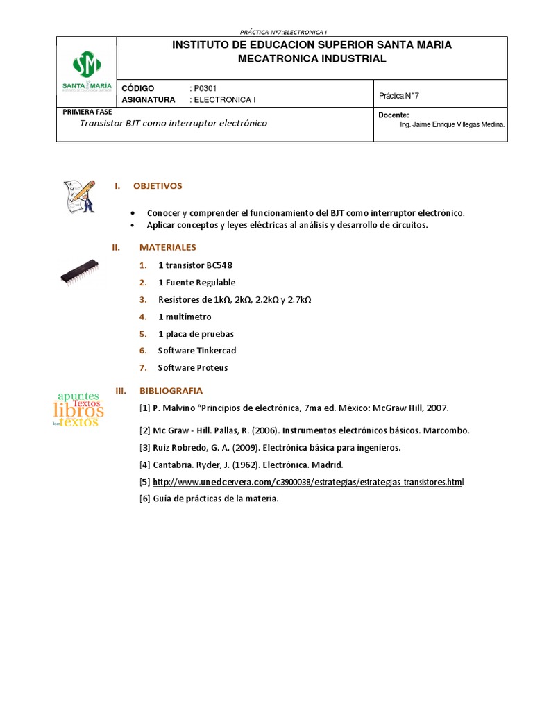 Guia07 - BJT Como Interruptor Electrónico | PDF | Transistor de unión ...