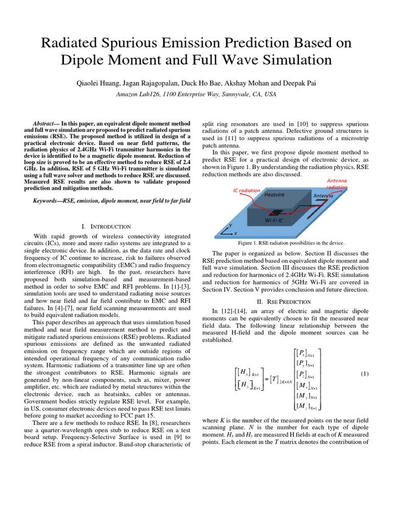 Radiated Spurious Emission Prediction Based On Dipole Moment and Full ...