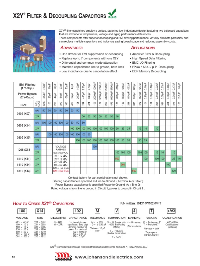 X2Y F & D C: Ilter Ecoupling Apacitors | PDF | Capacitor | Amplifier