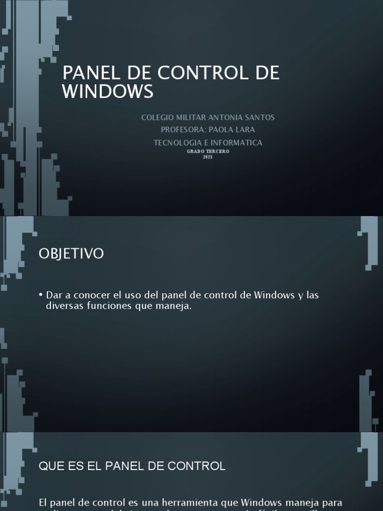 Presentacion Sobre El Panel de Control | PDF | Microsoft Windows ...