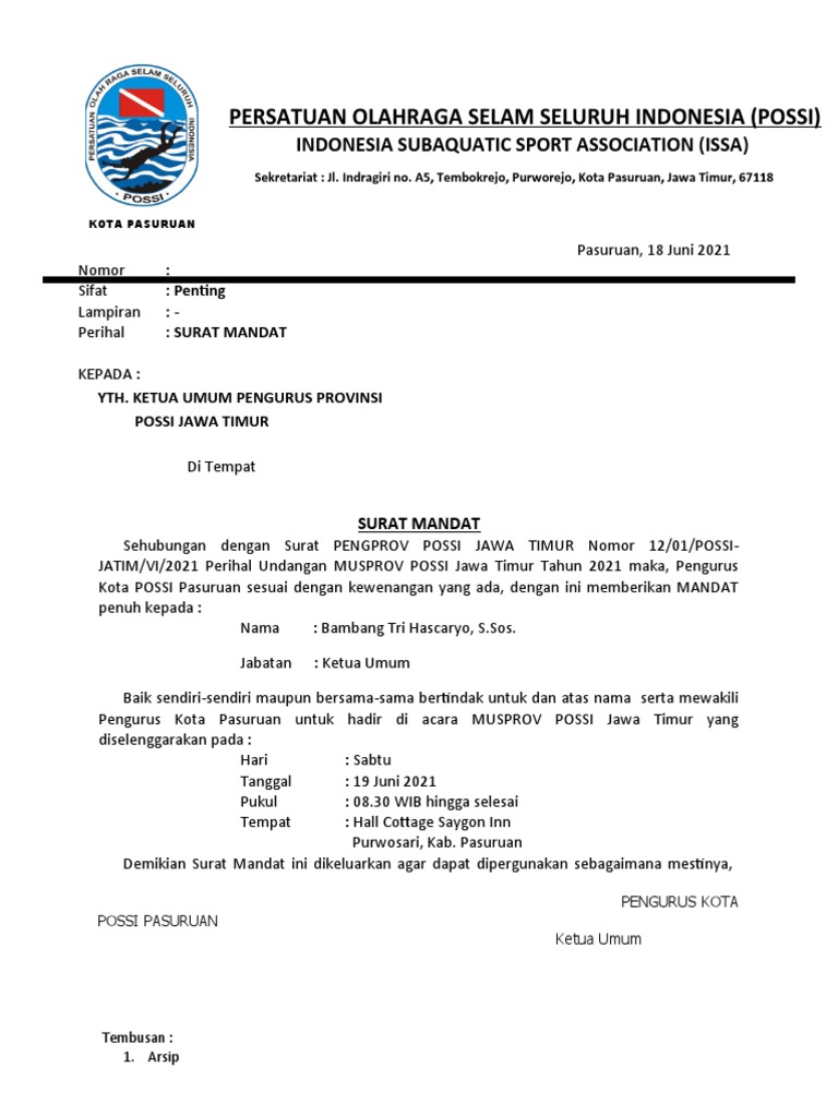 Contoh Surat Mandat | PDF
