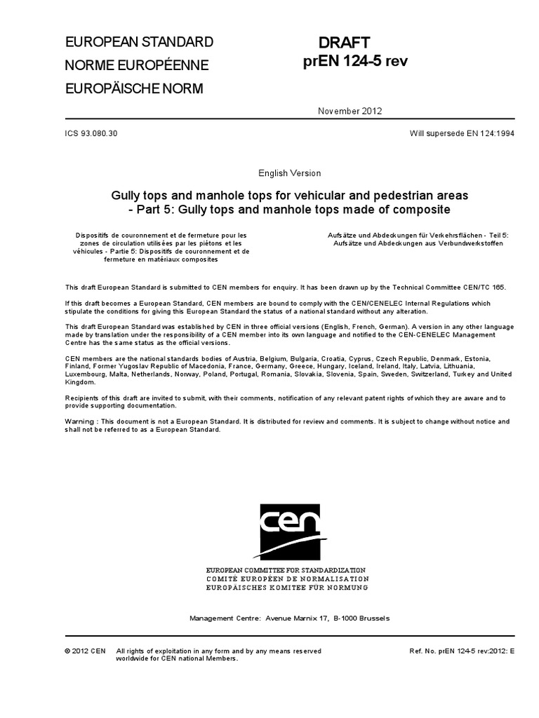 prEN 124-5 | PDF