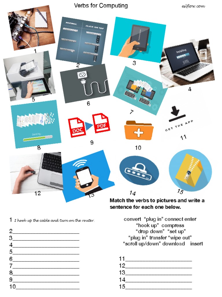 Match The Verbs To Pictures and Write A Sentence For Each One Below ... Match The Verbs To Pictures and Write A Sentence For Each One Below ...