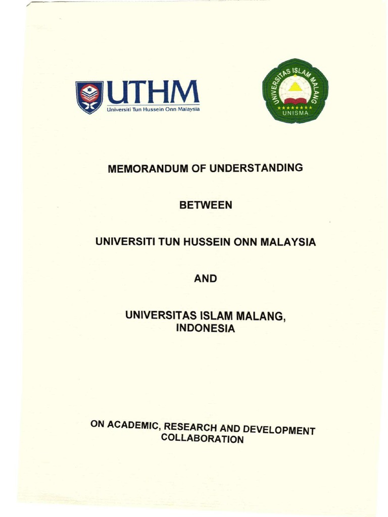 Mou Unisma & Uthm - Compressed | PDF | Memorandum Of Understanding ...