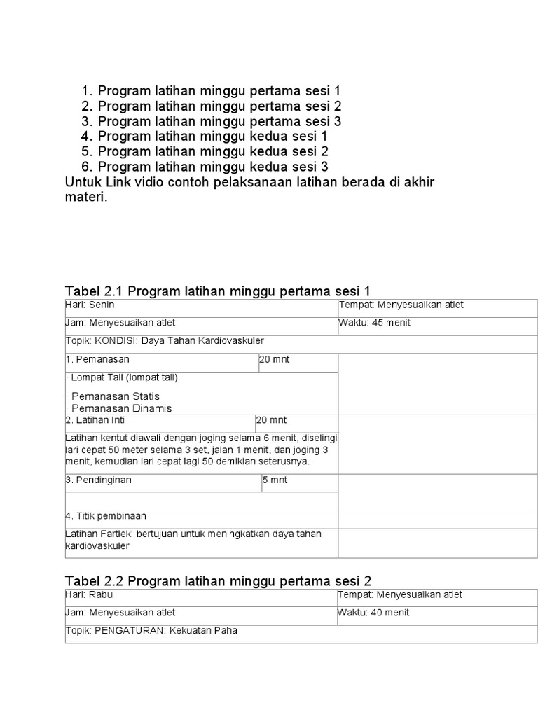 Program Latihan Atletik | PDF
