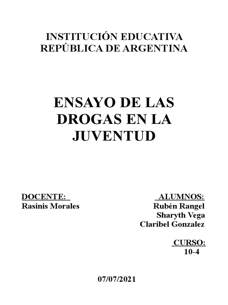 Ensayo de Las Drogas en La Juventud | PDF | La dependencia de sustancias | Drogas