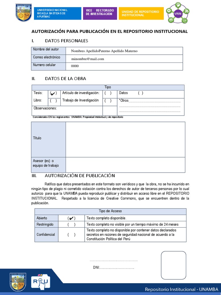 Hoja de Autorizacion de Publicacion - Oti | PDF