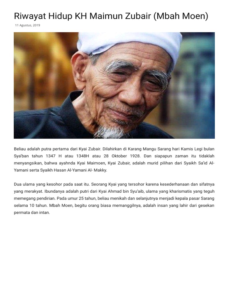 Riwayat Hidup KH Maimun Zubair (Mbah Moen) | PDF