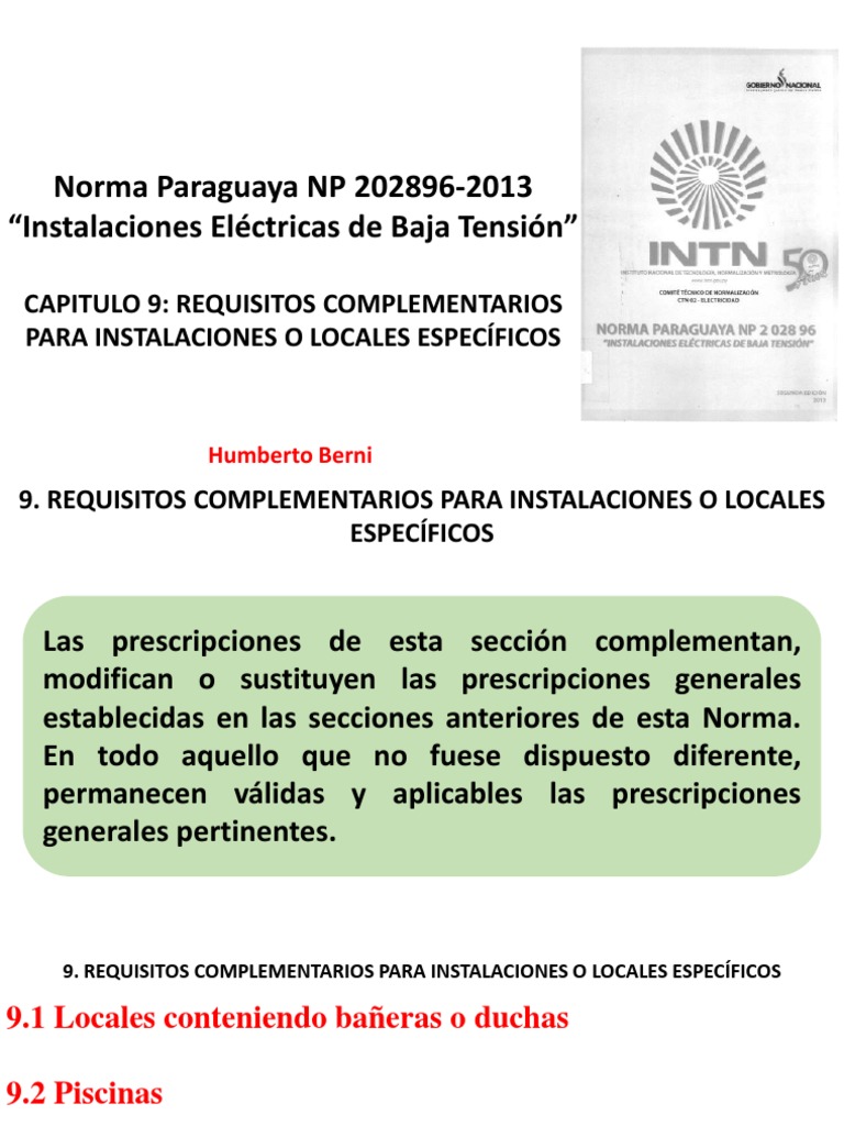 Capitulo 9 Requisitos Complementarios | PDF | Ducha | Corriente alterna