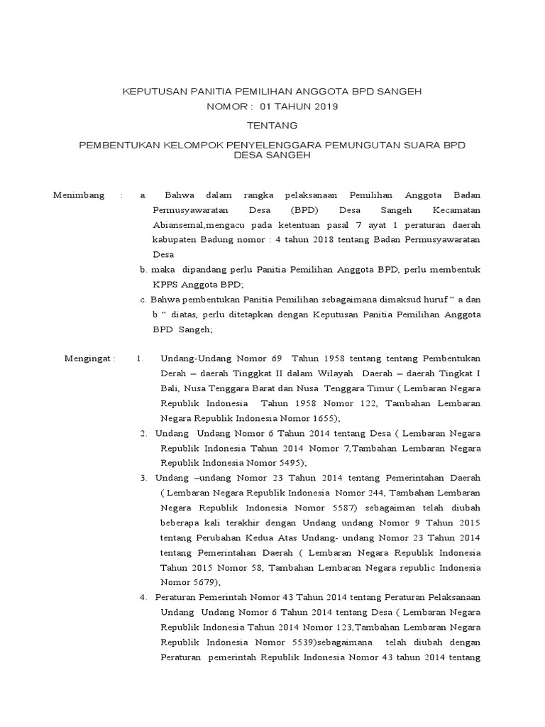 SK KPPS BPD 2019 | PDF