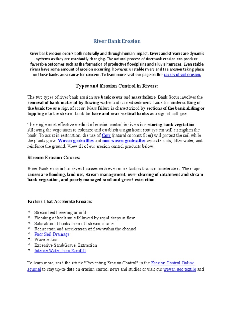 River Bank Erosion: Types and Erosion Control in Rivers | PDF | Science ...
