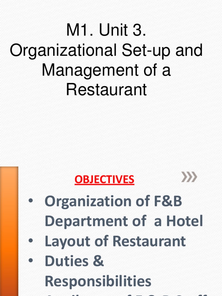 SF&BOP M1 Unit 3. F&B Organizational Structure | PDF | Chef | Restaurants
