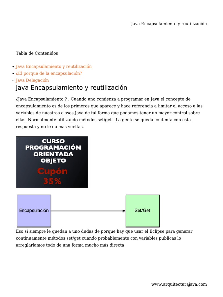 Encapsulamiento en Java: Conceptos y Ejemplos | PDF | Java (lenguaje de ...