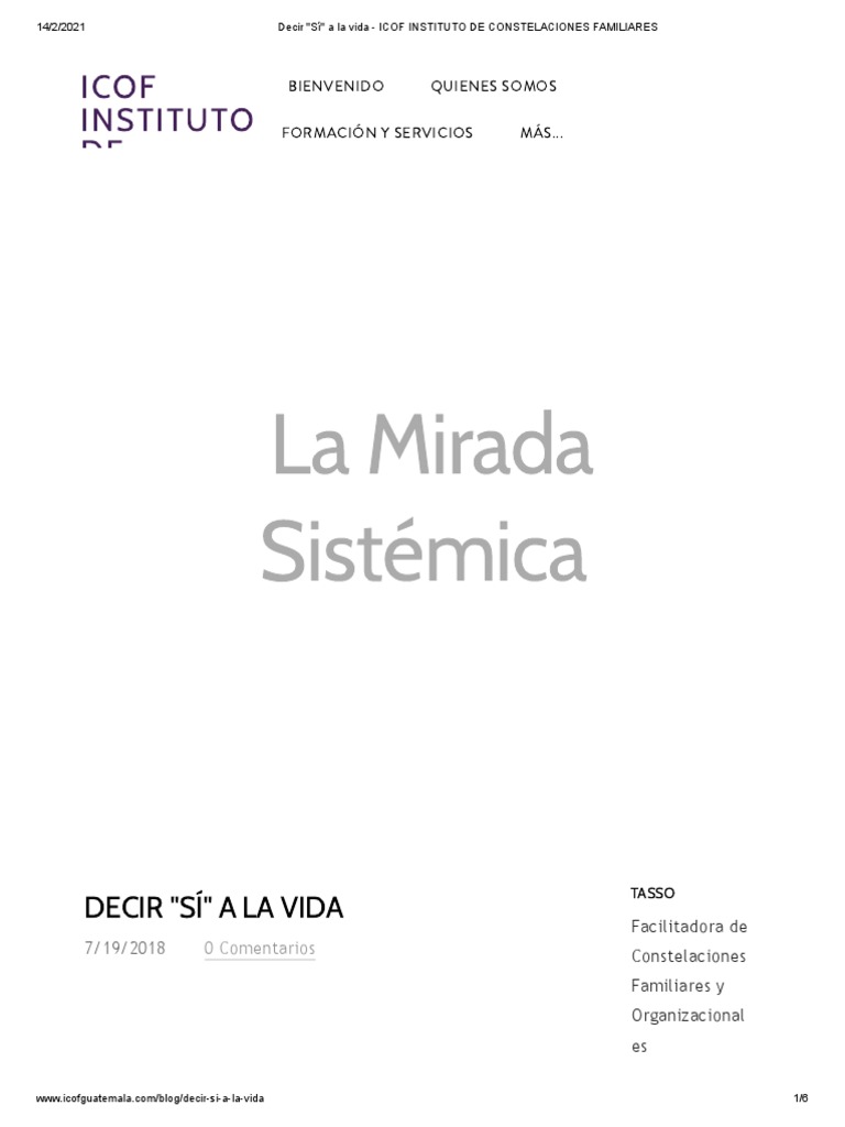 Decir - Sí - A La Vida - ICOF | PDF | Amor | Sicología