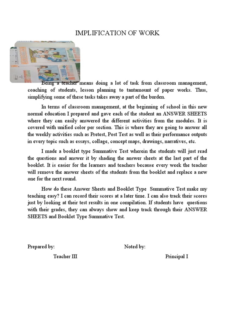 Simplification of Work SAMPLE | PDF