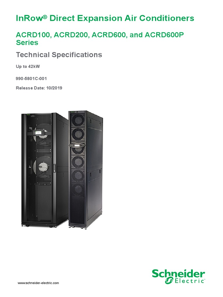 Inrow Direct Expansion Air Conditioners: Acrd100, Acrd200, Acrd600, and ...