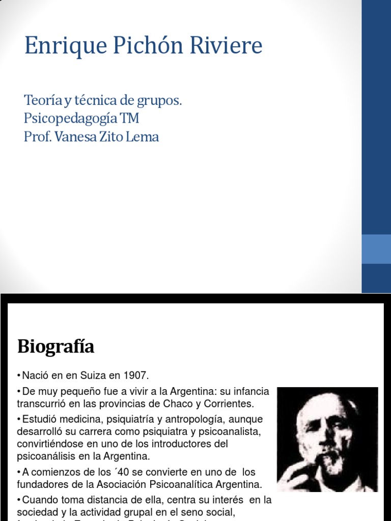 Presentacion Enrique Pichon Riviere Psicopedagogia | PDF | Ciencias del ...