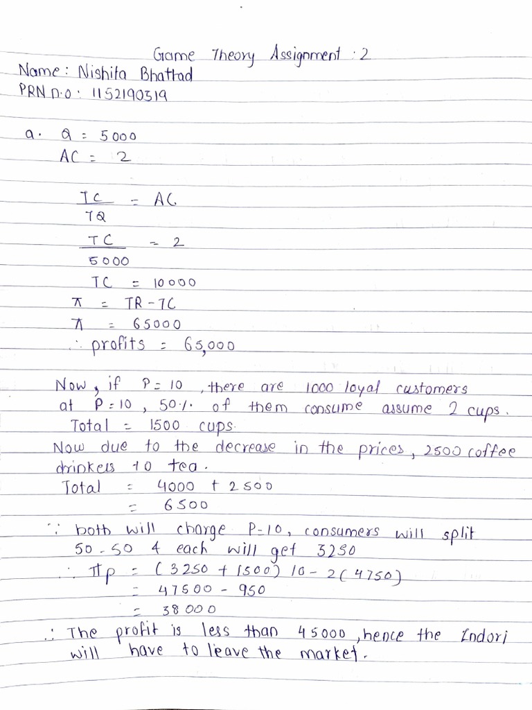 Game Theory Assignment 2 | PDF