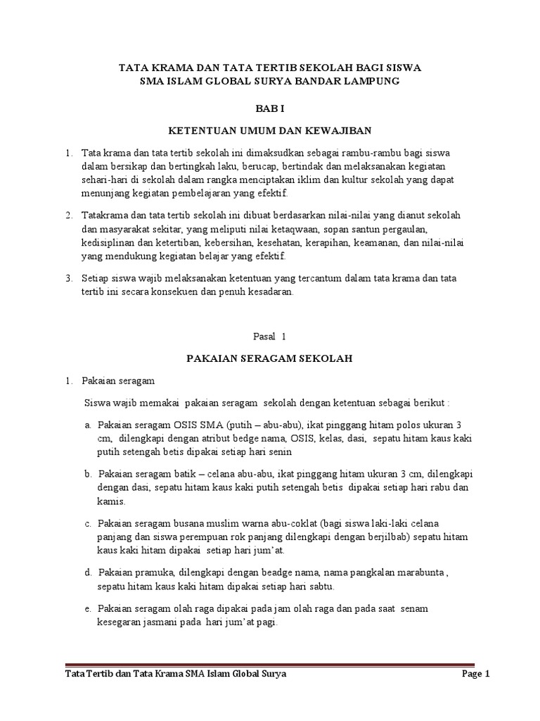 Tata Krama Dan Tata Tertib Sekolah Bagi Siswa | PDF | Karier & Perkembangan | Kesehatan Holistik
