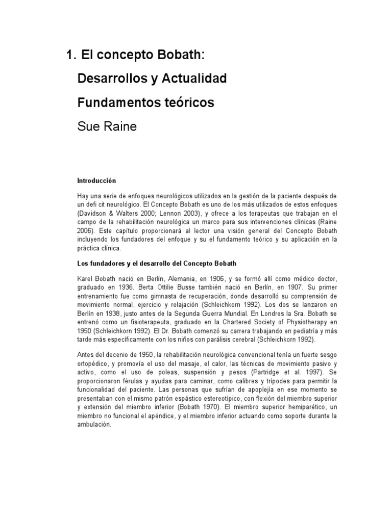 El Concepto Bobath (Libro Capitulo 1) | PDF | Sinapsis | Neuroplasticidad