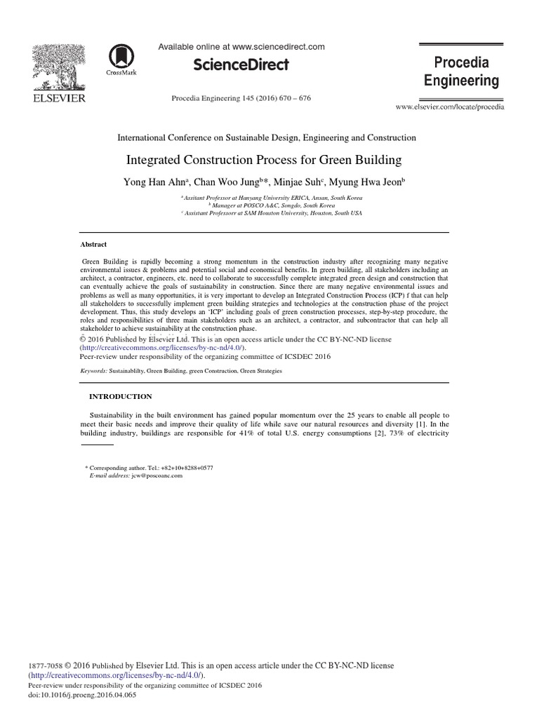 Integrated Construction Process For Green Building | PDF | Green ...