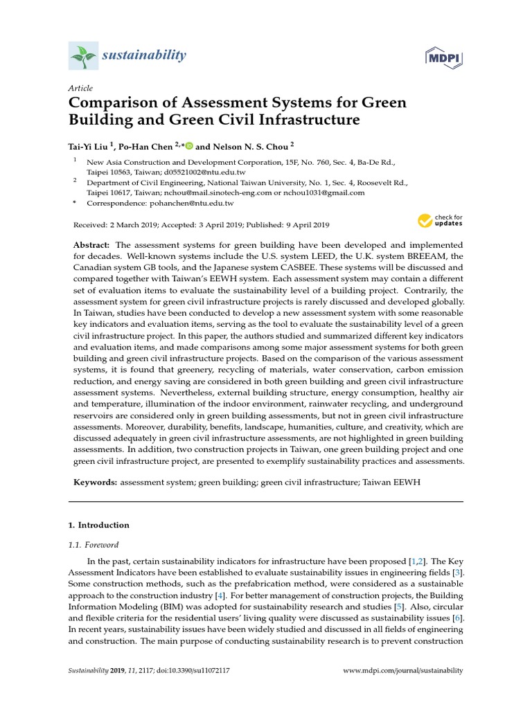 Comparison of Assessment Systems For Green Building and Green Civil ...