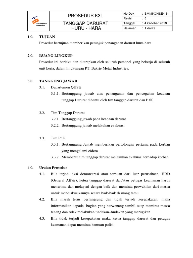 06 - Prosedur Tanggap Darurat Huru Hara | PDF