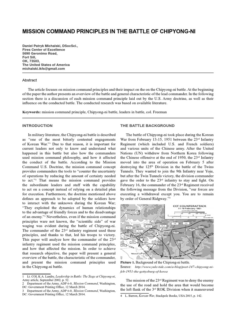 Mission Command Principles in The Battle of Chipyong-Ni | Download Free ...