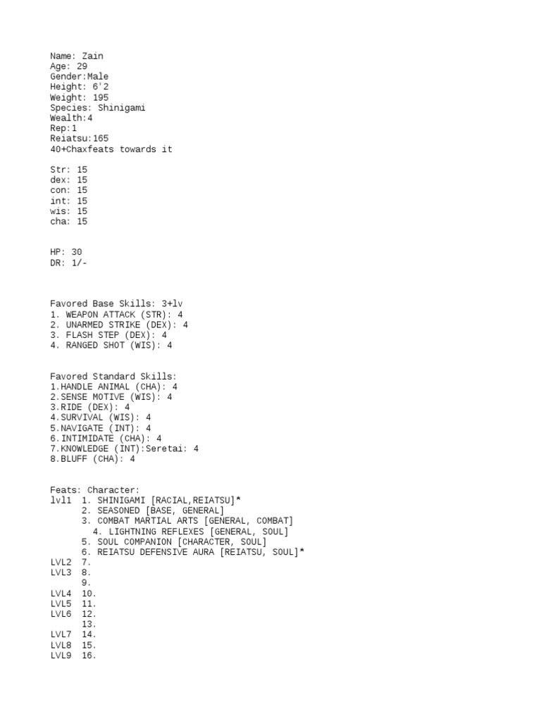 Zain Bleach Character | PDF | History