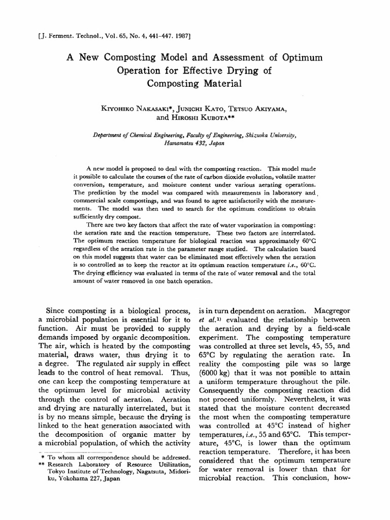 Nakasaki1987 A New Composting Model and Assessment of Optimum Operation ...