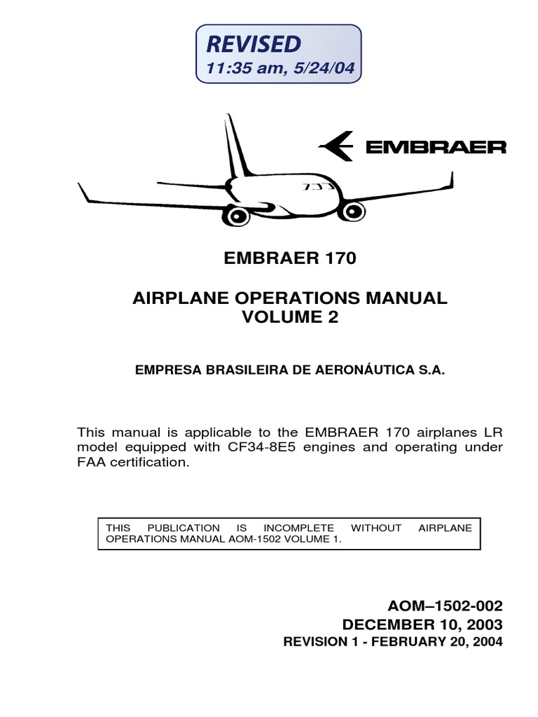 Embraer 170 Operations Manual Volume 2 | PDF | Aviation