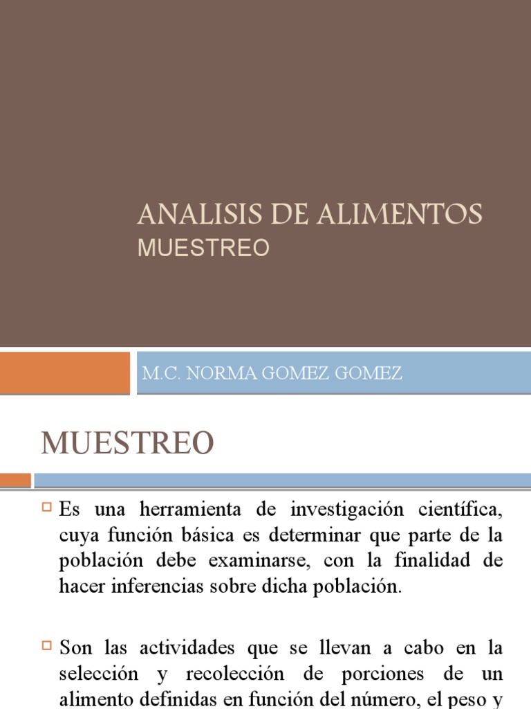 ANALISIS DE ALIMENTOS Muestreo 1 | PDF | Muestreo (Estadísticas) | Carne