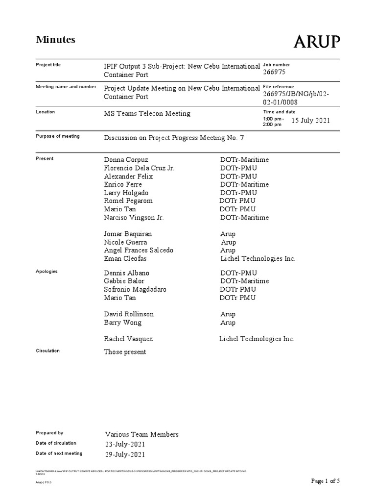 ARUP Project Update | PDF | Nature | Science