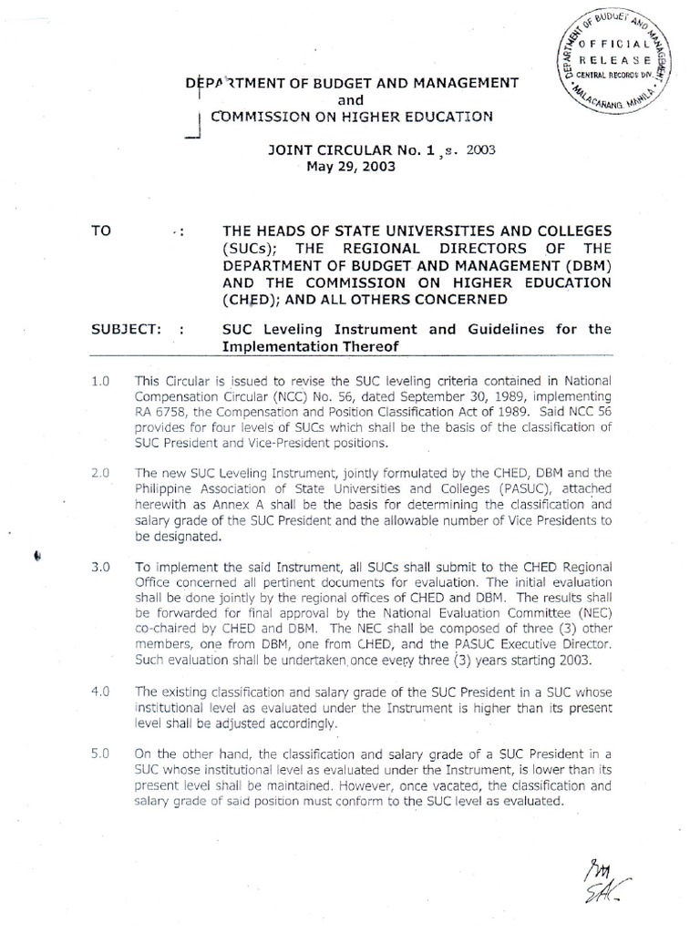 JC No. 1 S. 2003 (Suc Levelling) | PDF | Educational Stages | Academia